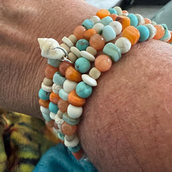2pc Summer Style Bracelets, Beach Bracelets, Sea Glass Jewelry, Coastal ...