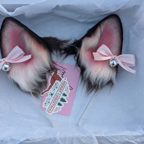 Realistic Black and White Lop Bunny Ears and Bunny Tail Fully Wired ...