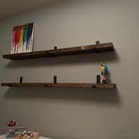 Custom Size Floating Wooden Shelves With Brackets Hardware Included ...