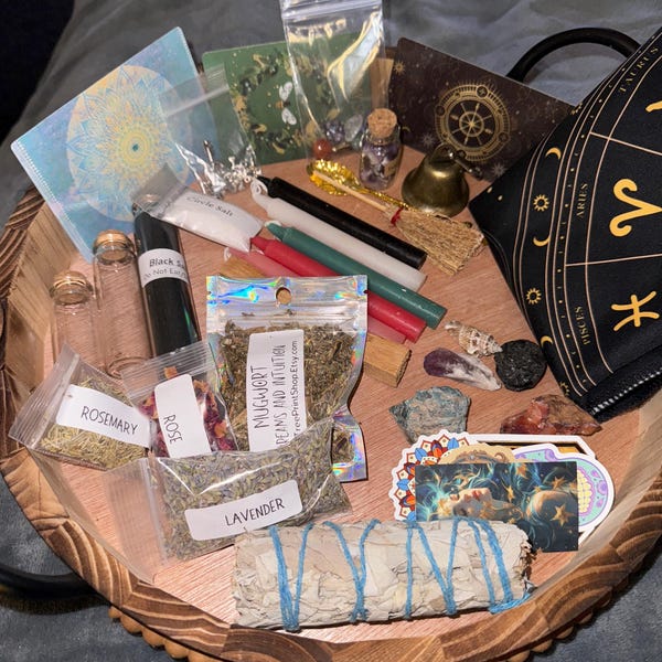 Supplies for New Witch Altar to Perform Witchcraft Rituals, Adult Curio ...