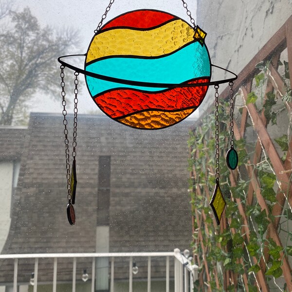 Suncatcher Saturn With Stars and Satellites Suncatcher Planet ...