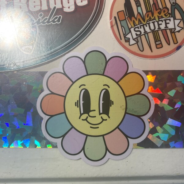 Melting Smiley Face Sticker, Cute Stickers, Drippy Yellow Happy Face ...