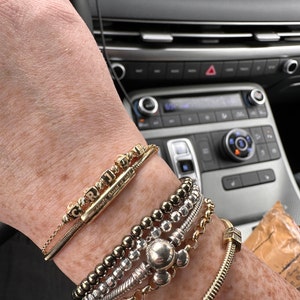 Cube Bracelet 14K Solid Gold 4MM 2 Cube Letter Bracelet With Rope ...