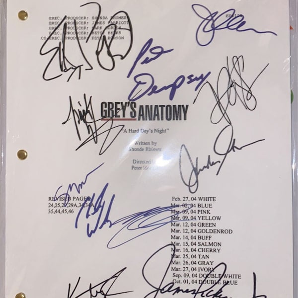 Grey's Anatomy TV Show Script Signed Autograph Screenplay Ellen Pompeo ...