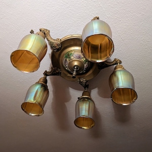 Set of 5 25w FLAME Amber Painted Light Bulbs for Art Deco 1930s Sconces ...