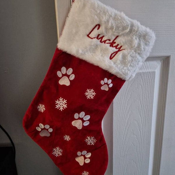 Embroidered Dog Paw Christmas Stockings, Pet Christmas Stockings With ...