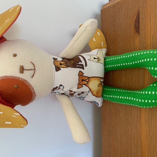 Stuffed Dog Pattern Sewing, Rag Dog Doll Handmade DIY, Cloth Doll ...