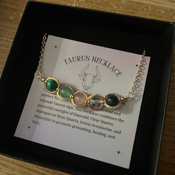 Taurus Crystal Necklace, Handmade Zodiac Necklace, Emerald, Green ...