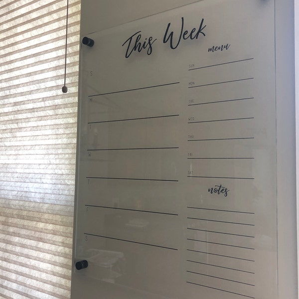 Weekly Calendar on Clear Acrylic | Weekly Planner for Wall | 4 Sizes ...