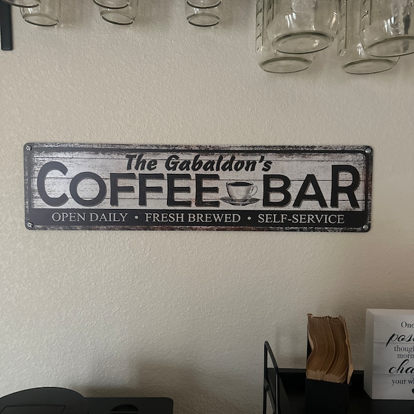 Custom Coffee Bar Decor Sign, Personalized Gift, Kitchen Sign, Cafe ...