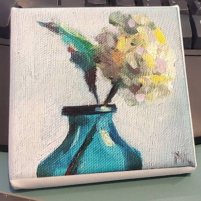 Small Flower Print, Print on Canvas, Tiny Painting, Small Canvas, Print ...