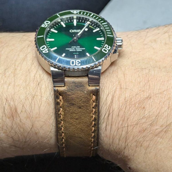 Cognac Italian Leather Watch Strap for Oris Aquis Watch TT1, Wiliams F1 ...