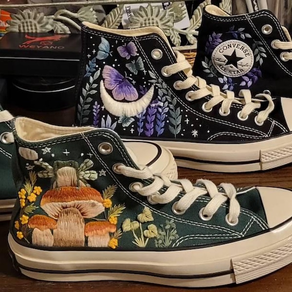 Embroidered Converse Mushroom, Frog, Converse Embroidery Mushroom ...