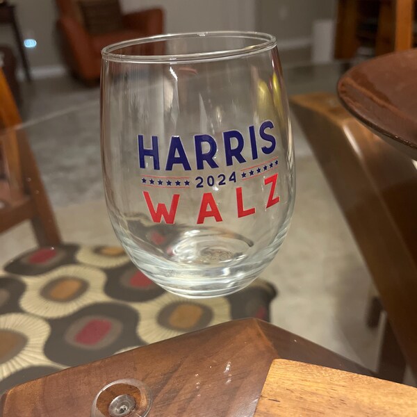 Harris Walz 2024 Stemless Wine Glass Elegant Election Memorabilia ...
