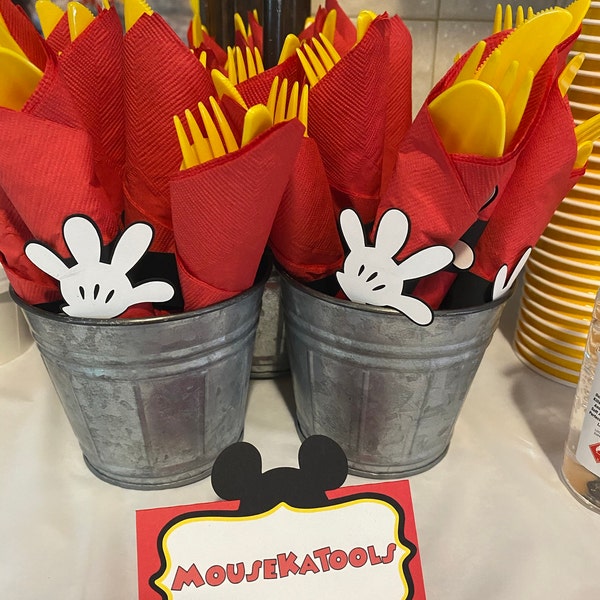 Mickey Mouse Birthday Place Cards Food Labels Party Decoration Minnie ...