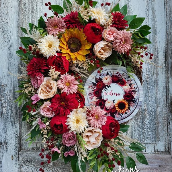 Fall Blessings Metal Wreath Sign, Autumn Decor, Fall Door Sign, Harvest ...