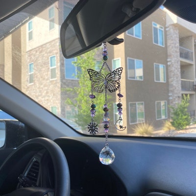 Obsidian Suncatcher Witchy Moon Flower Sun Catcher Whimsigoth Decor ...
