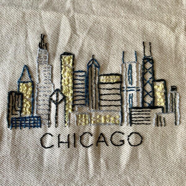 Chicago Hand Embroidery Pattern, Illinois City Skyline Design, PDF ...