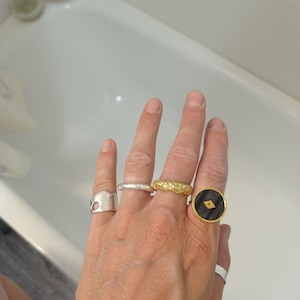 Set of 5 Stack Rings, Solid Bronze Ring, Geometric Ring, Stackable ...