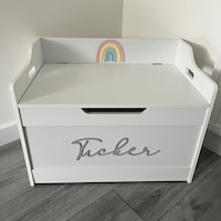 Personalised White Rainbow Childrens Toy Box Toy Storage Toy Chest ...