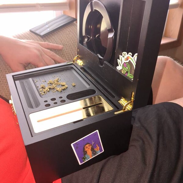 Premium Large Stash Box - Smell Proof Stash Box With Rolling Tray ...