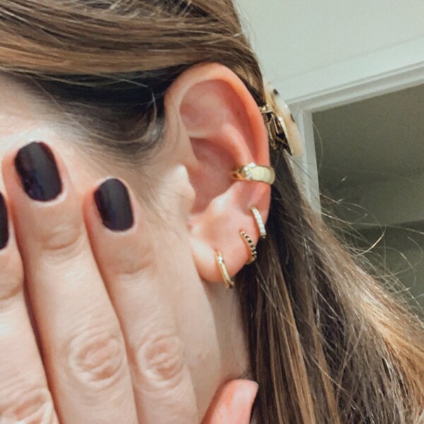 Thick Conch Hoop Earring • Conch Ear Cuff No Piercing • Gold Ear Cuff ...