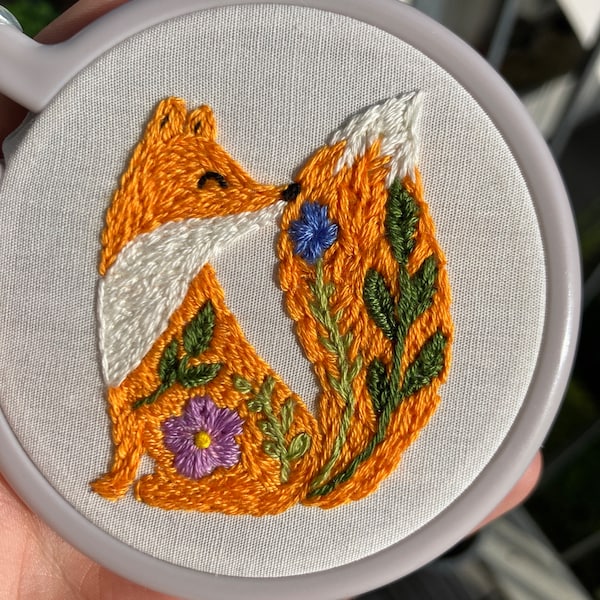 Fox Embroidery Pattern Fox and Flower Embroidery Pattern Woodland ...