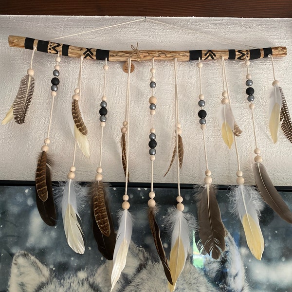 Large Native American Art, Native American Decor, Feather Wall Art ...