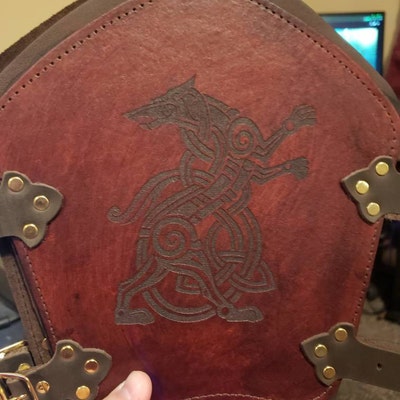 Wolf Engraved Waxed Leather Vambraces, Bracers, Arm Guards for Costume ...