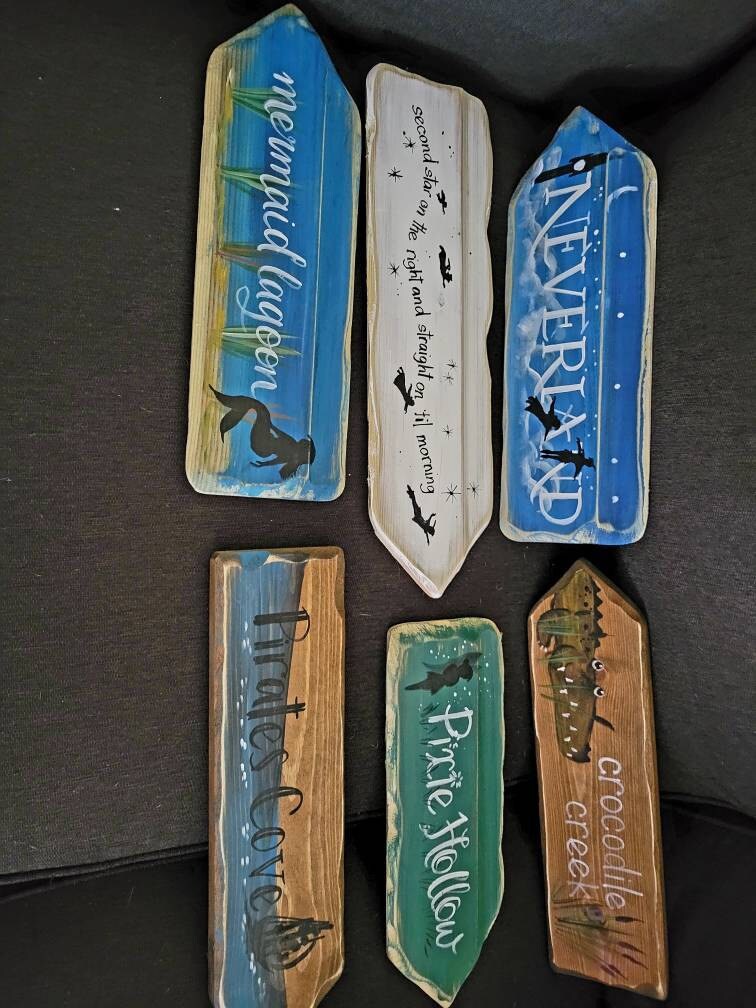 Peter Pan inspired Single & Multi pack signpost signs Neverland Lost ...
