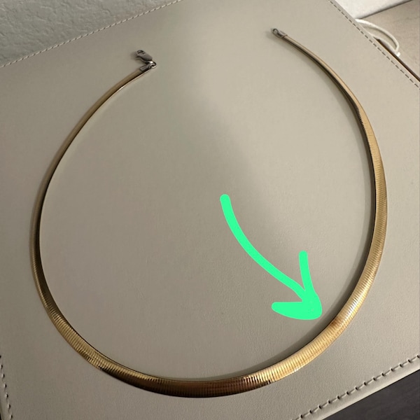 6mm Italian Reversible Omega Chain Necklace 14K Yellow Gold Clad Silver ...