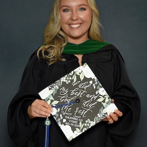 Custom Quote Boho Floral Graduation Cap Topper, Digitally Painted and ...