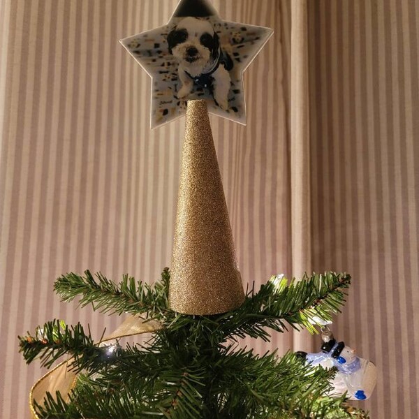 CUSTOM Tree Topper on Black Glitter Base - Etsy