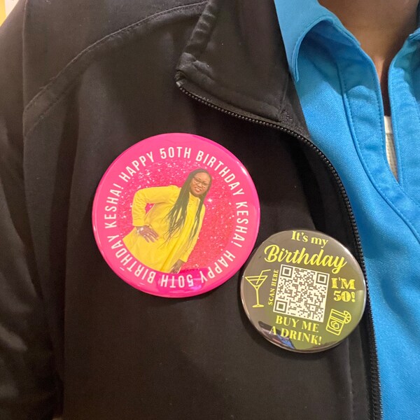 CUSTOM BIRTHDAY BUTTONS | 21st Birthday Button | Birthday Party Favors ...