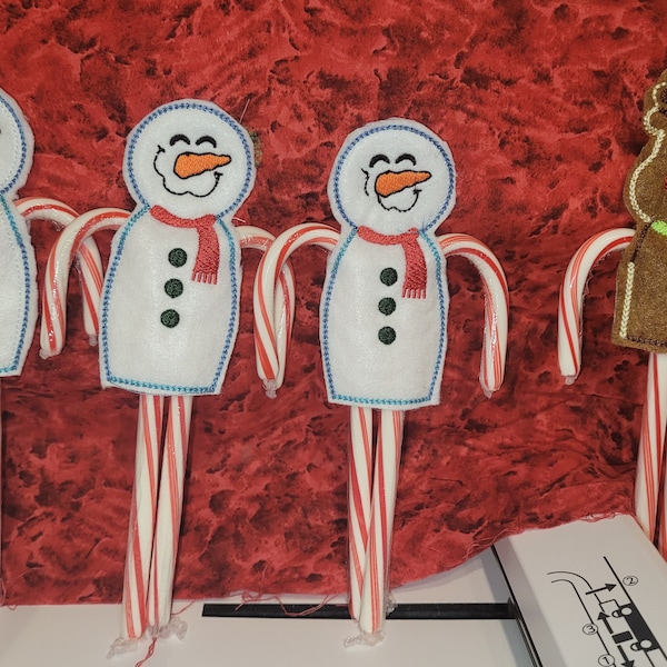 Snowman Double Candy Cane Holder in the Hoop Machine Embroidery Design ...