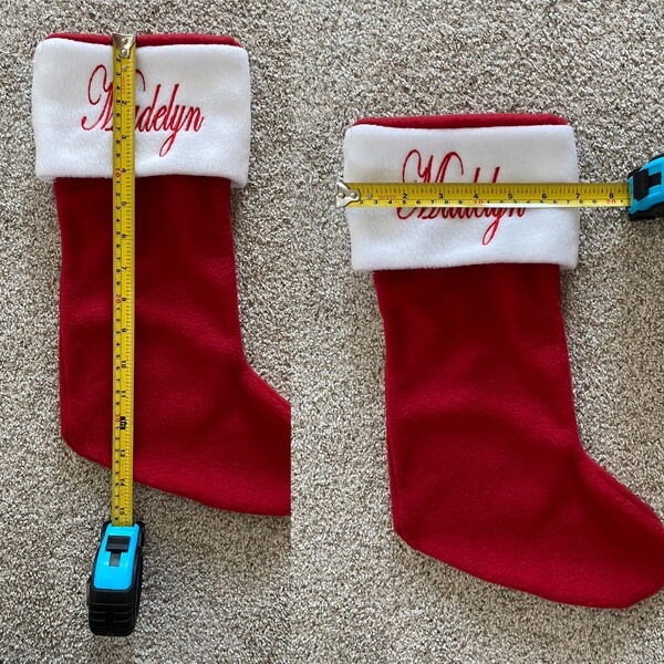 Personalized Christmas Stocking: Red Fleece Stocking With Embroidered ...
