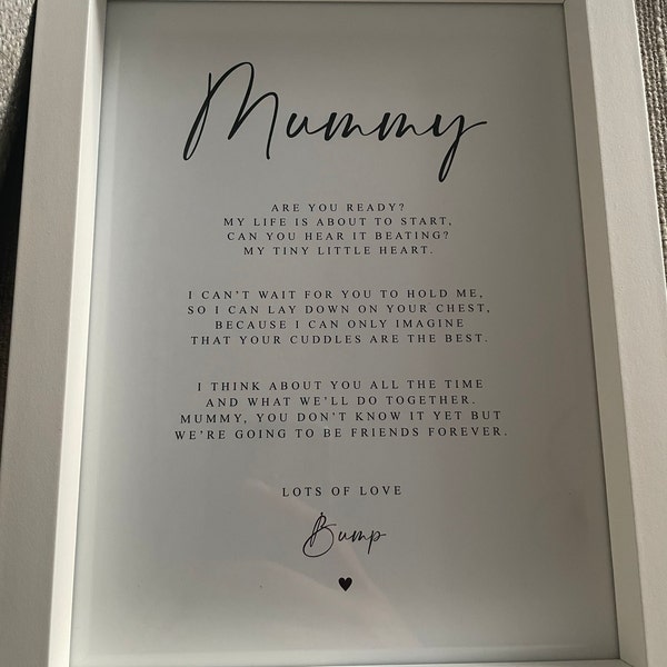 Mummy To Be Poem From Bump Unframed A4 A5 Print Mum To Be Mothers Day Pregnancy Announcement