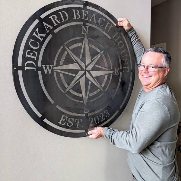 Personalized Compass Rose Metal Sign - Personalized Wedding Gift ...