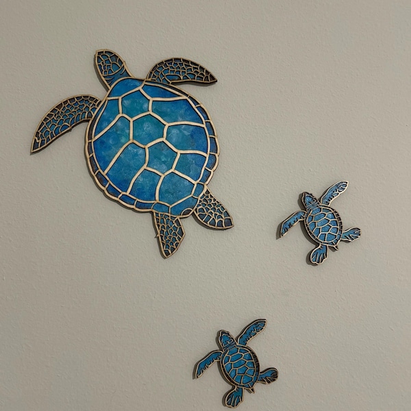 Sea Turtles Wall Hanging, Sea Turtle Family, Baby Turtle Wall Display ...