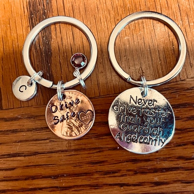Personalized Gift for New Driver, Drive Safe, Hand Stamped US Penny Key ...