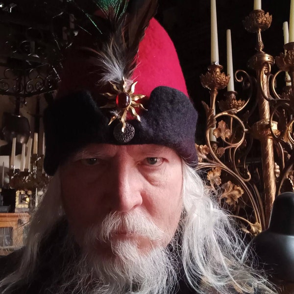 Tall Men's Medieval Felted Gray Historical Hat. Warm Winter Woolen ...