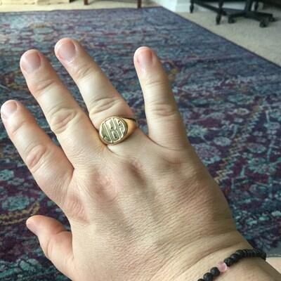 Monogram Ring. Gold Monogram Ring. Unisex Ring. Men Ring. Initial Ring ...