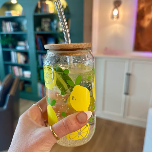 Lemon Glass Cup, Lemon Iced Coffee Cup, Lemonade Glass Cup, Soda Can ...