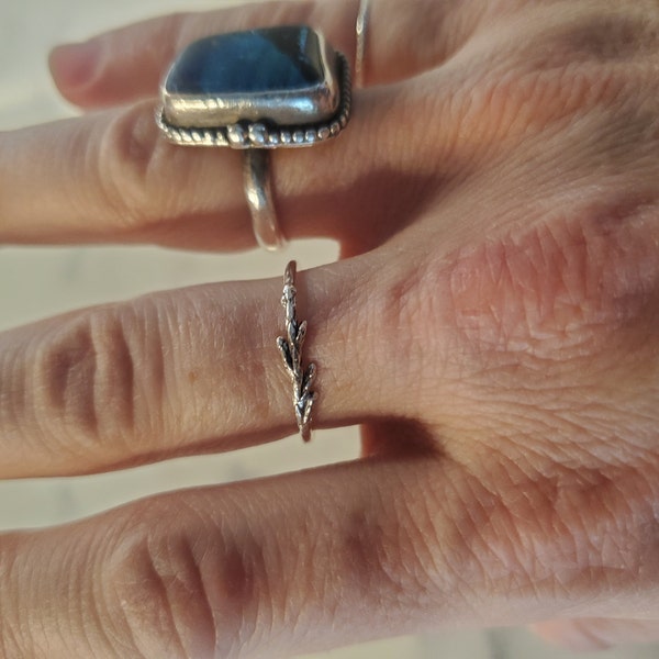 Dainty Juniper Ring - Silver Juniper Ring - Botanical Ring - Branch ...