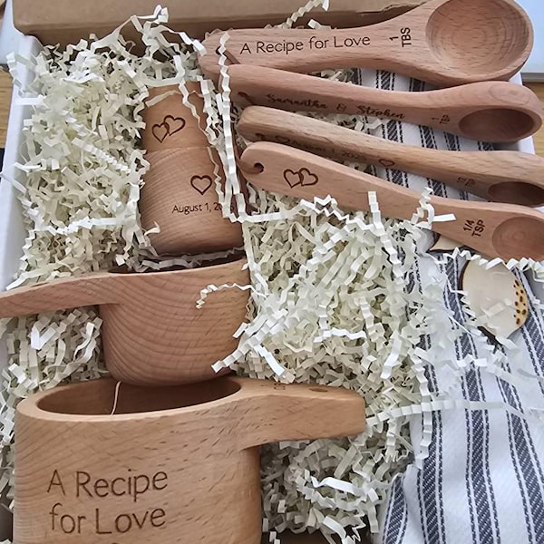 Personalized Measuring Cups & Spoons Set: Bridal Shower, Engagement, or ...