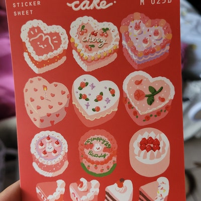 Cute Vinyl Vintage Valentines Heart Love Cake Red Sticker Sheet for ...