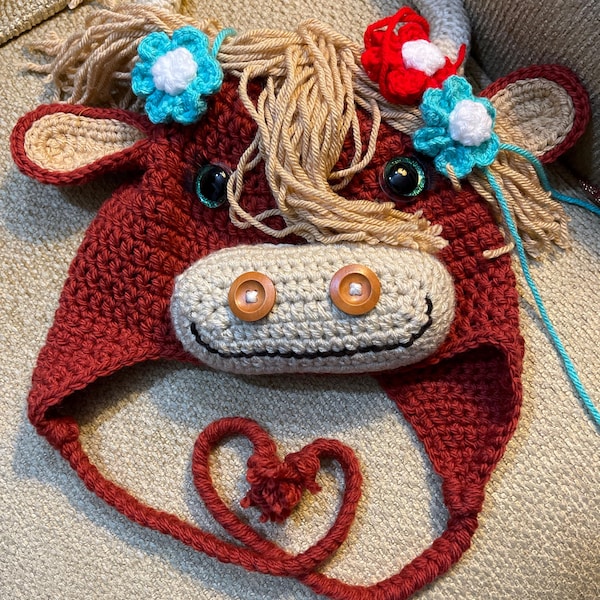 Bunny Ears Hat With Tall Ears and Braids, Rabbit Hat With Tall Ears ...