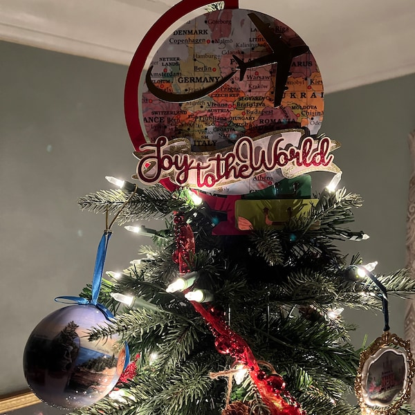 World Globe Christmas Tree Topper, Travel Tree Topper, World Map Tree ...
