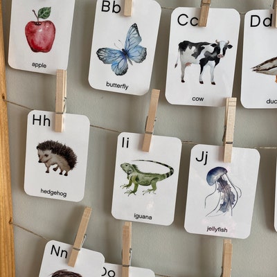 ALPHABET Cards Watercolor Montessori Flash Educational Material ...