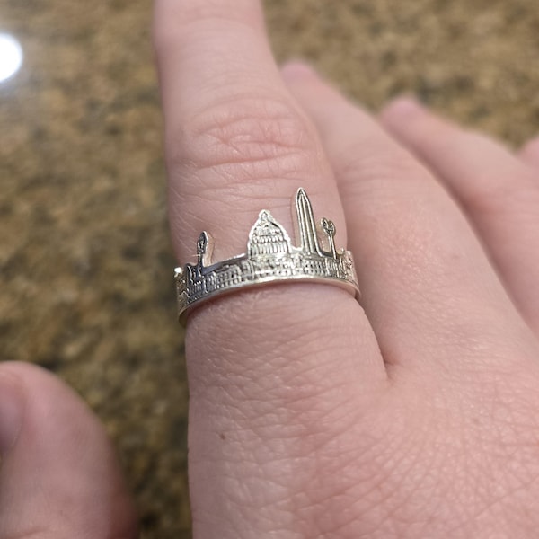 Your City Ring • Any Cityscape Ring • Travel Ring • Custom Silver Ring ...